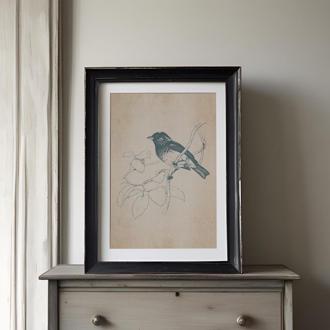 French Country Bird Prints Set: Victorian Blue Botanical Bird Decor ...