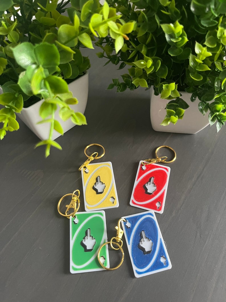 Middle Finger Flip Reverse Card Keychains Party Game Family Event ...