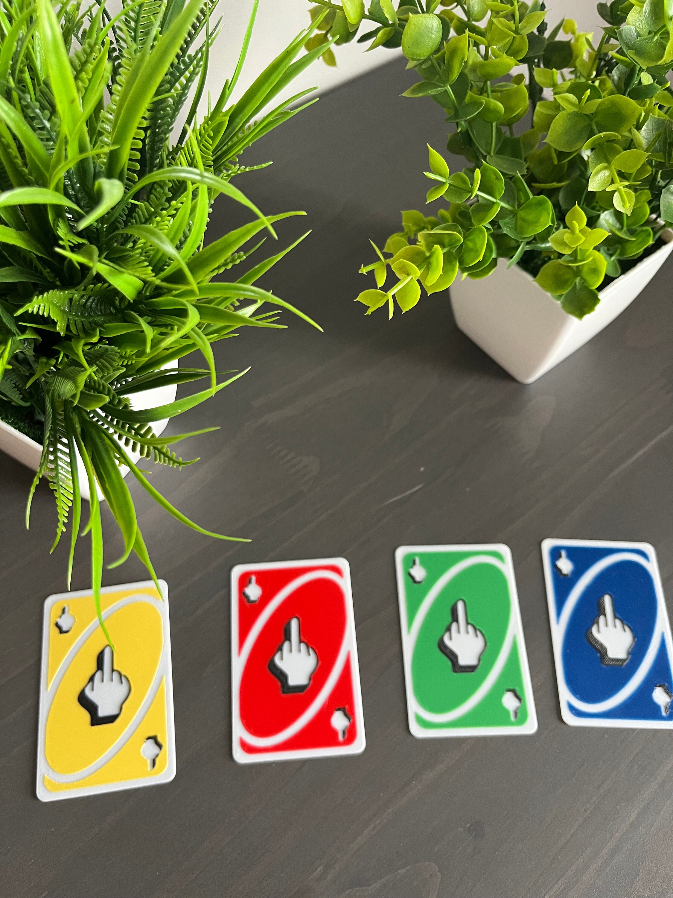 Pack of 4 Uno Middle Finger Flip Reverse Card Party Game Family Event ...