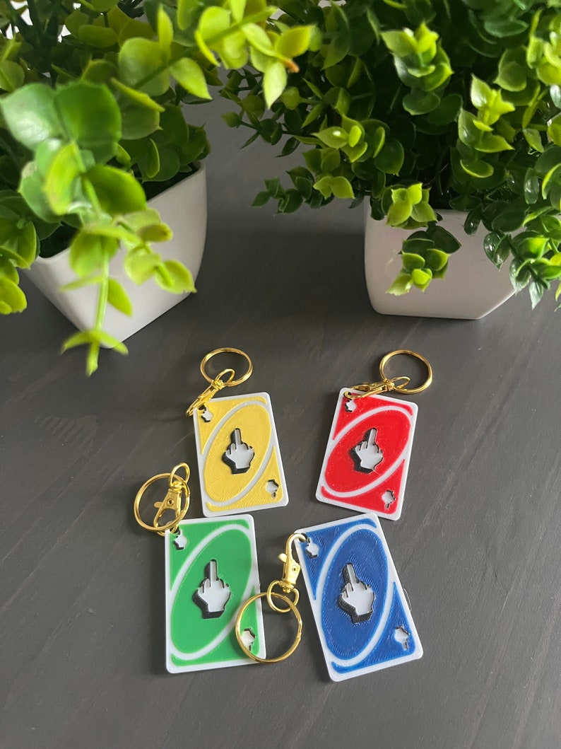 Middle Finger Flip Reverse Card Keychains Party Game Family Event ...