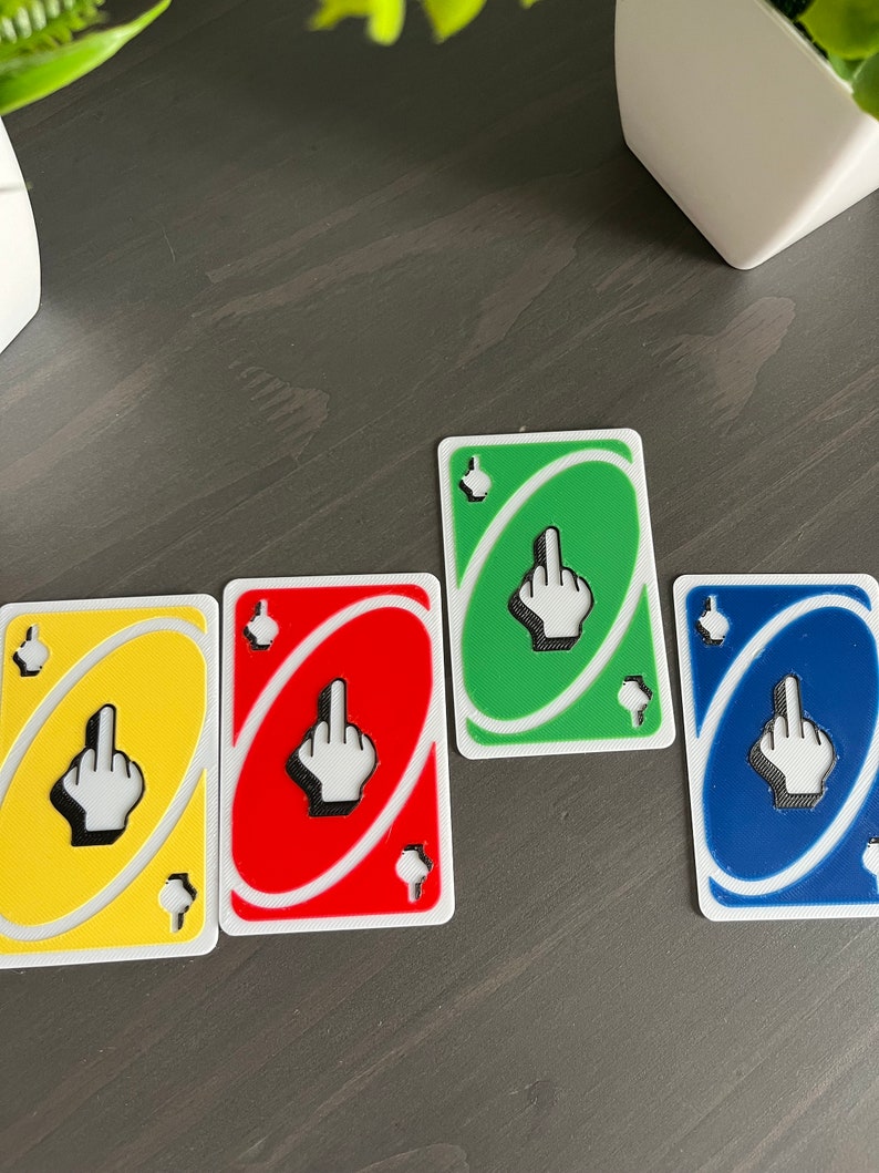 Pack of 4 Uno Middle Finger Flip Reverse Card Party Game Family Event ...