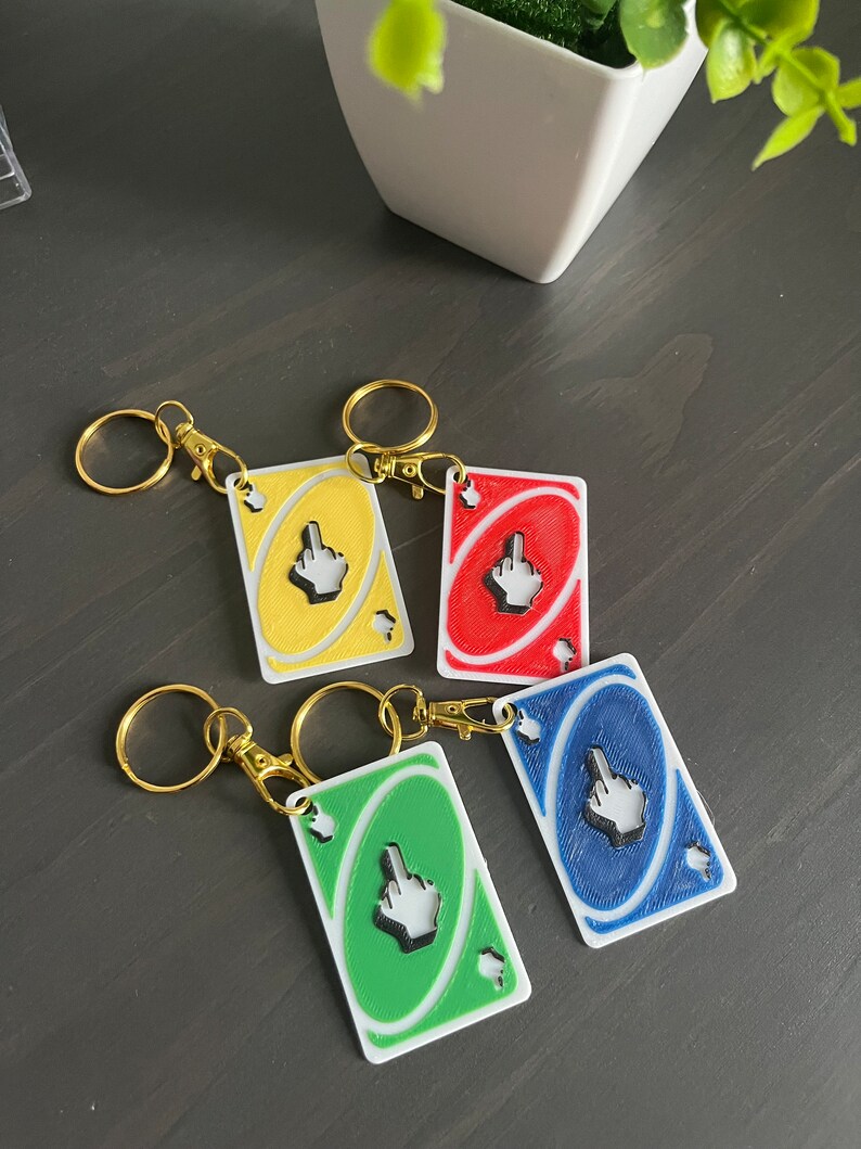Middle Finger Flip Reverse Card Keychains Party Game Family Event ...