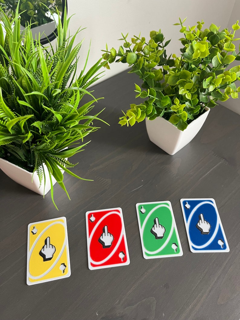 Pack of 4 Uno Middle Finger Flip Reverse Card Party Game Family Event ...