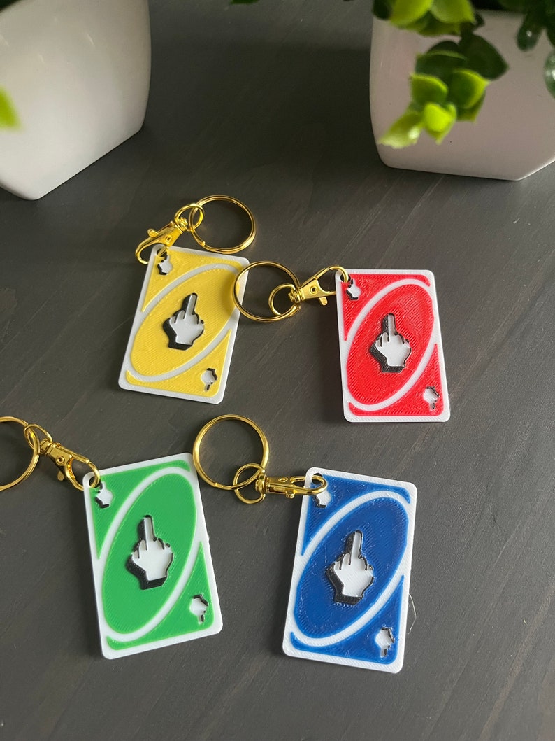 Middle Finger Flip Reverse Card Keychains Party Game Family Event ...