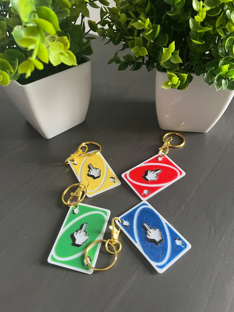 Middle Finger Flip Reverse Card Keychains Party Game Family Event ...