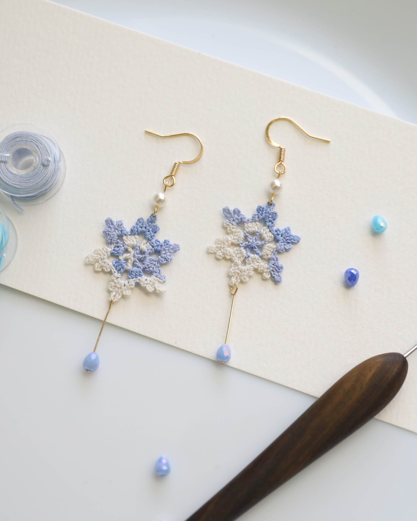 Handmade Micro Crochet Snowflake Earrings: 14K Gold Plated Dangle ...
