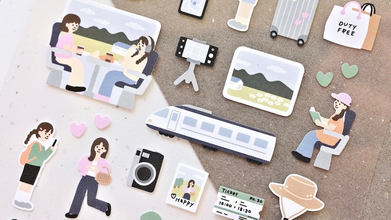 Suatelier Sticker No.1158 Vlog_trip, Decoration Stickers, Scrapbook ...