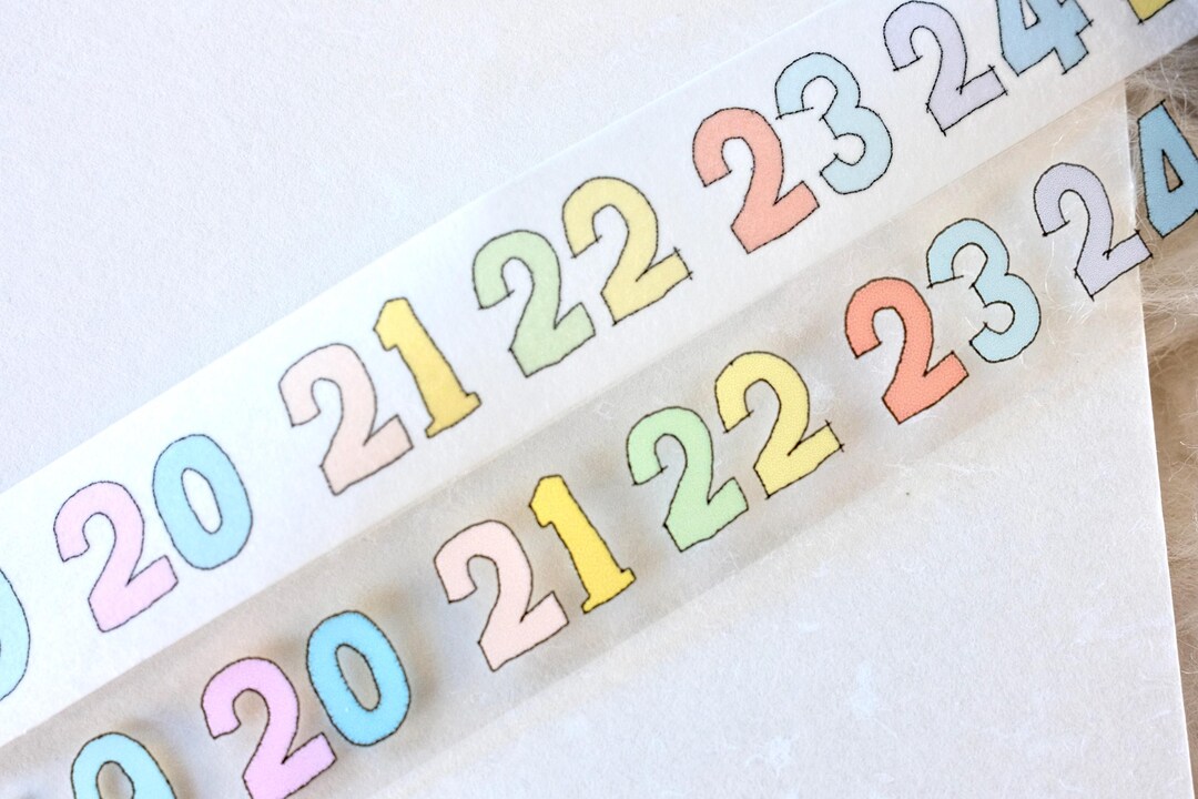 亚亚听夏 Masking Tape (1 Loop Sample), Colorful Numbers彩彩数字, Clear Pet ...