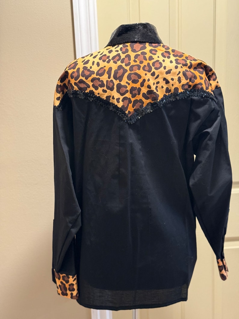 Country and Western Style Shirt With Leopard Print Yoke and Black ...