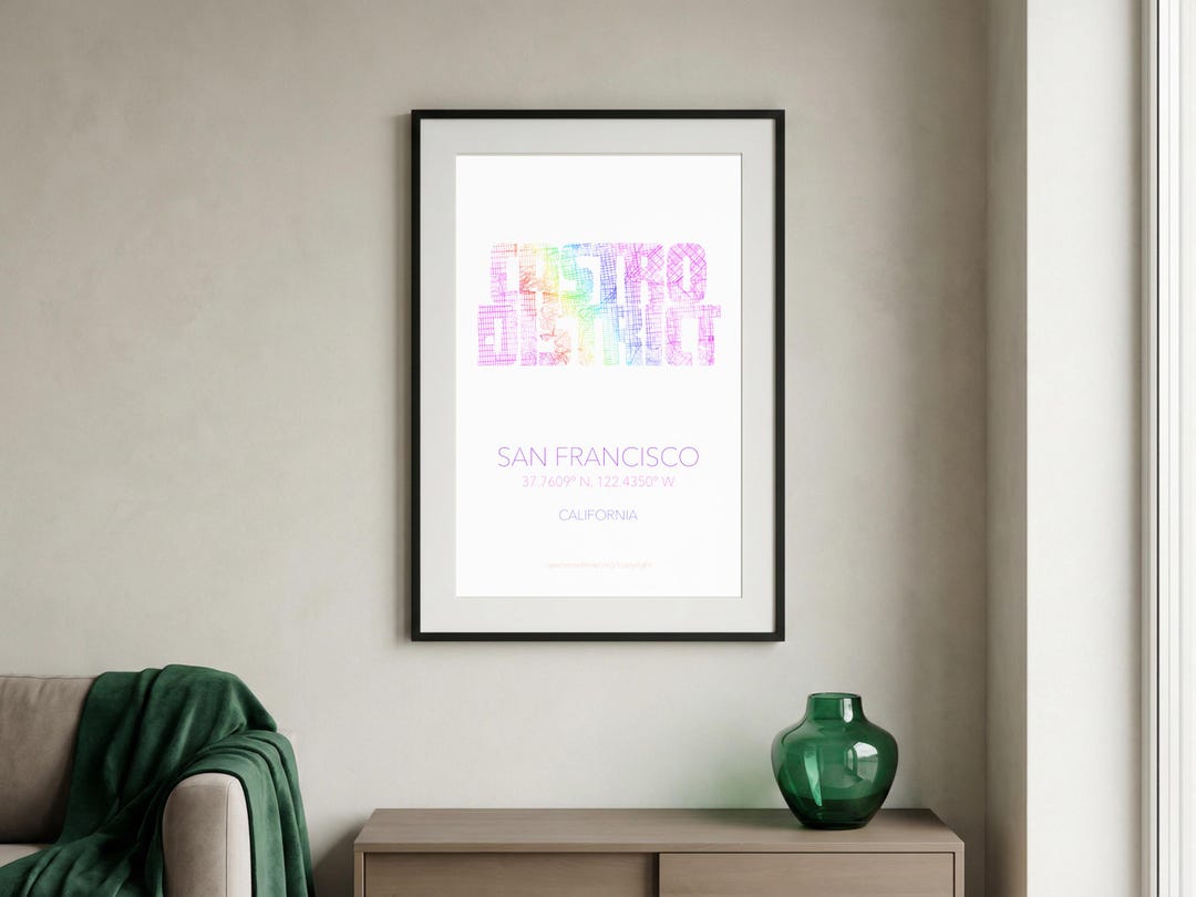 Castro District Map San Francisco, LGBTQ Pride Art, Queer Neighborhood ...