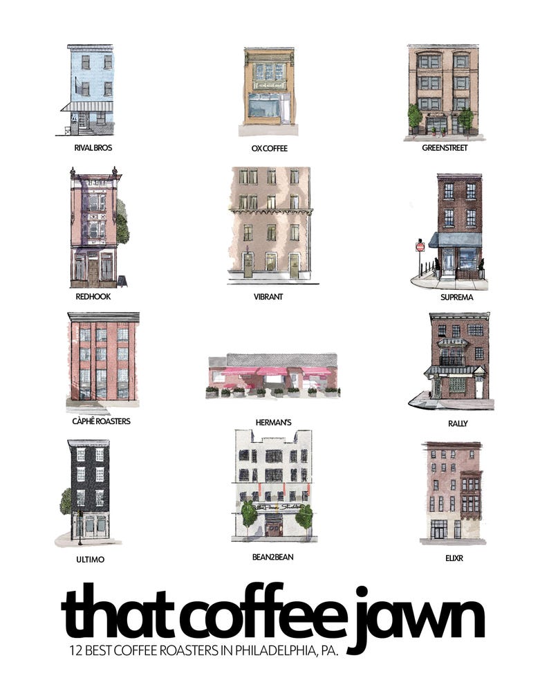 That Coffee Jawn: 12 Philadelphia Coffee Roasters Wall Art Poster ...