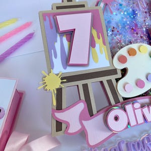 Paint Party Cake Topper Pink Art Party Rainbow Birthday Party Girls ...