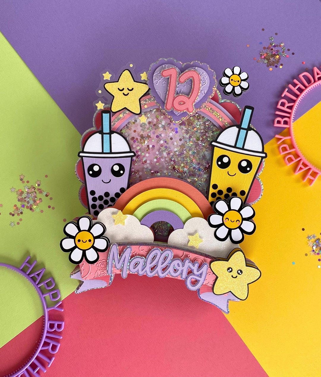 Bubble Tea Birthday Cake Topper: Kawaii Boba Partea Decor - Etsy