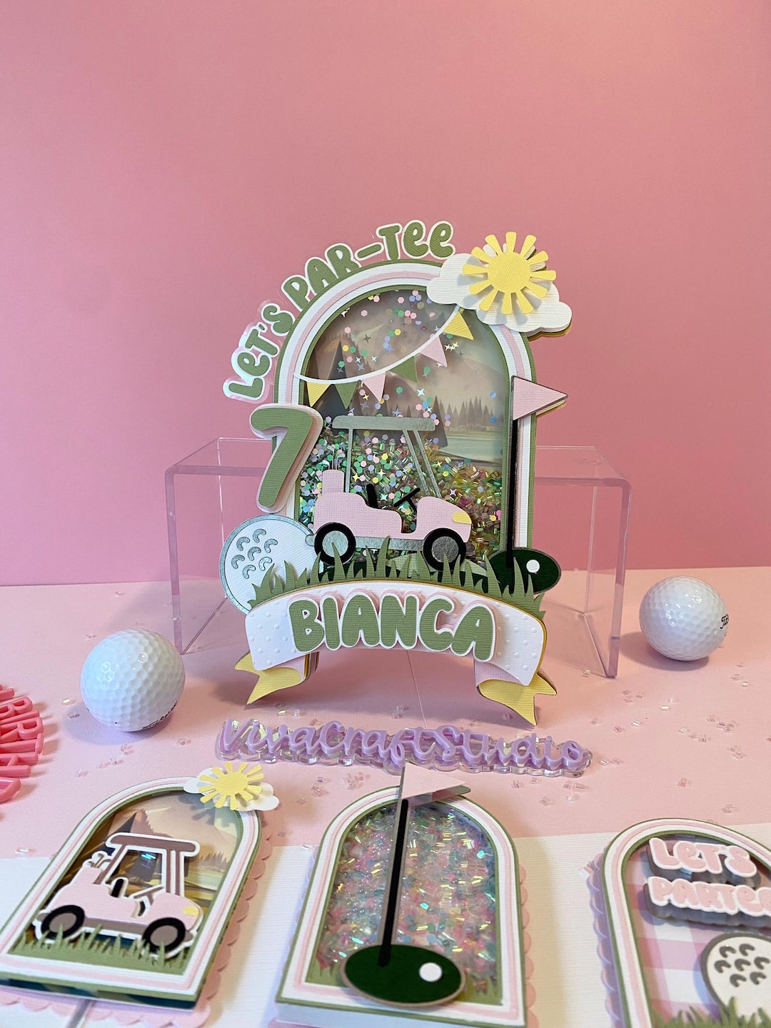 Golf Themed Cake Topper for Girls Let's Partee Hole in One Foretee ...