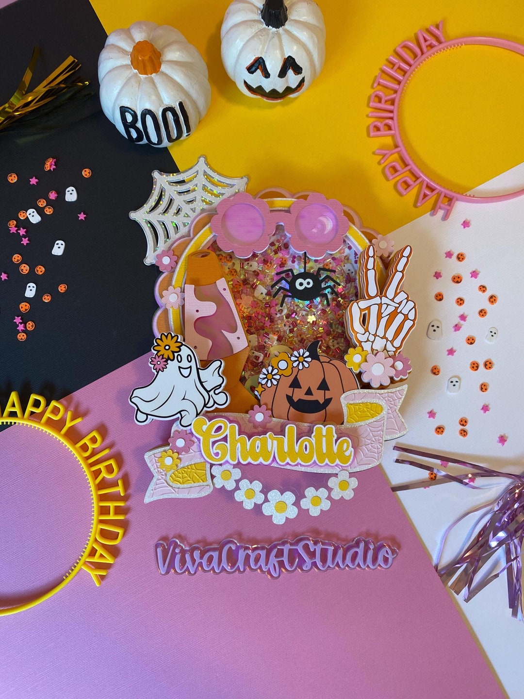 One Groovy Ghoul Cake Topper Groovy Spooky Cake Topper Cute Spooky ...