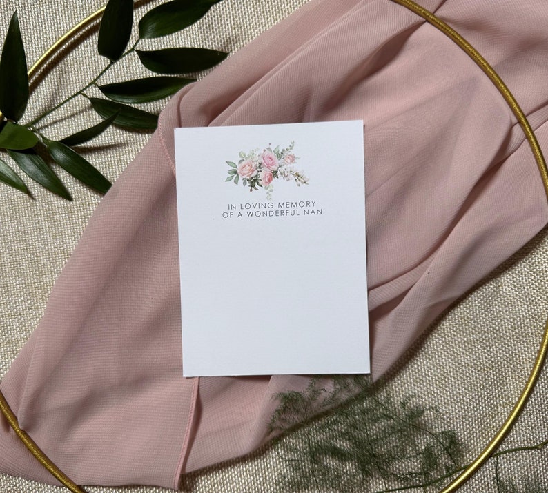 Floral Remembrance Card: 'memory of a Nan' With Cellophane Sleeve - Etsy