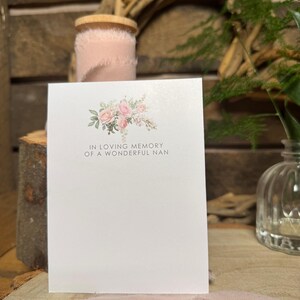 Floral Remembrance Card: 'memory of a Nan' With Cellophane Sleeve - Etsy
