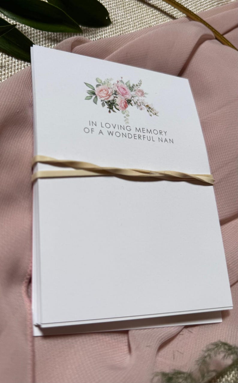 Floral Remembrance Card: 'memory of a Nan' With Cellophane Sleeve - Etsy