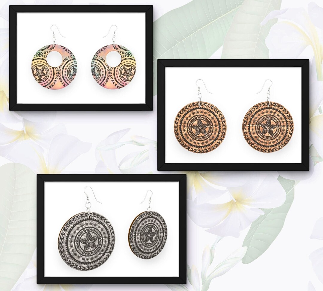 TRIBAL PUA EXPLORER Collection: Wooden Earrings, Polynesian Boho Chic ...
