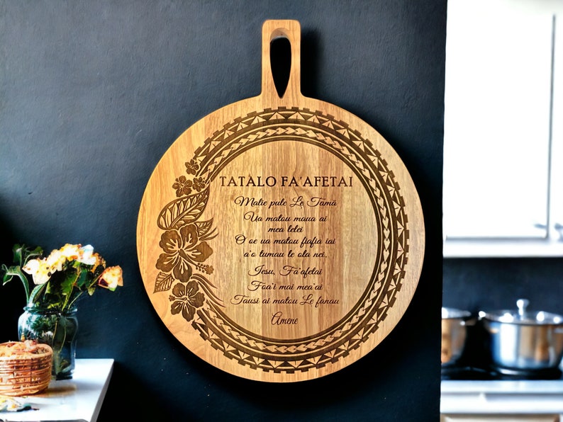 Tatalo Faafetai Samoan Prayer of Thanks for Food Floral Hibiscus Tribal ...