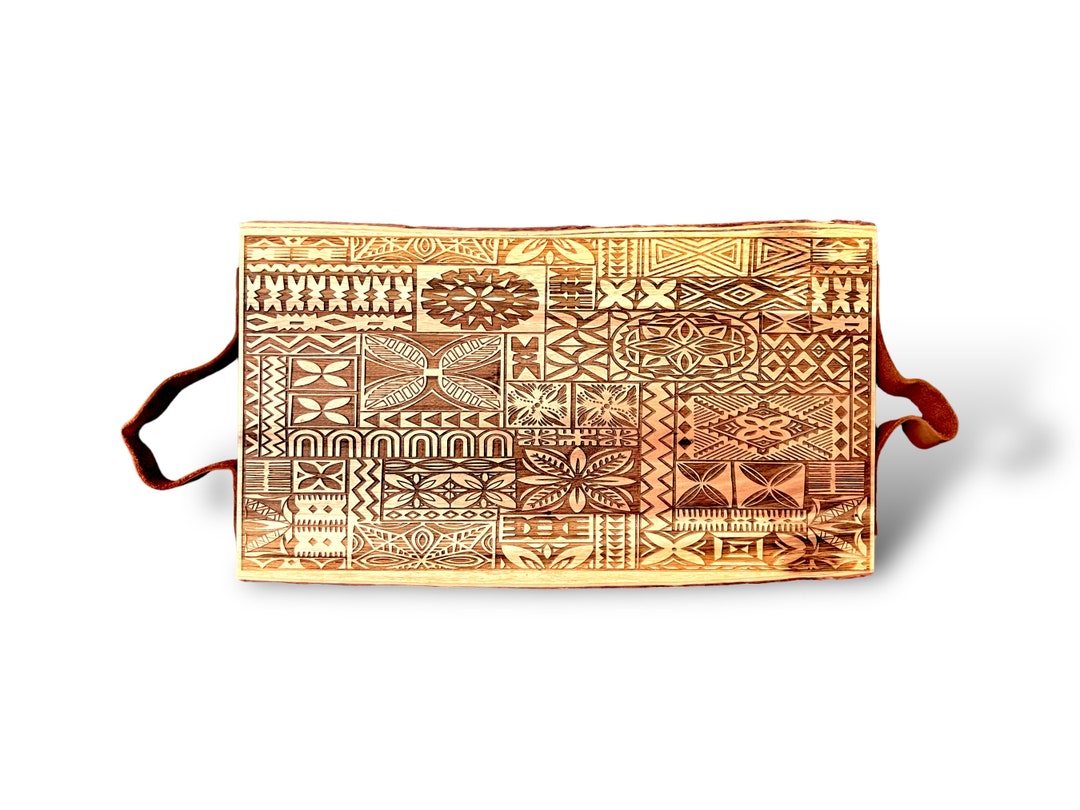 Polynesian Tapa - Kapa - Siapo Engraved Design - Leather Handles - One ...