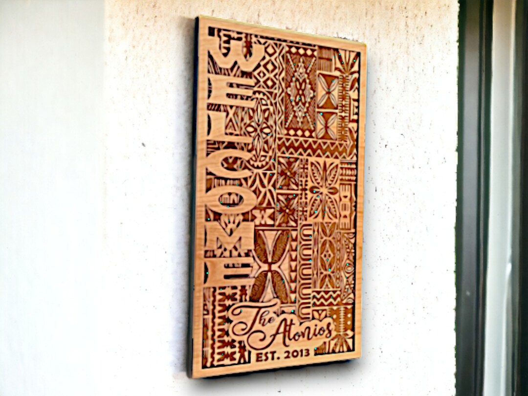 Polynesian Personalized Tapa Kapa Kupesi Siapo Welcome Sign Engraved ...