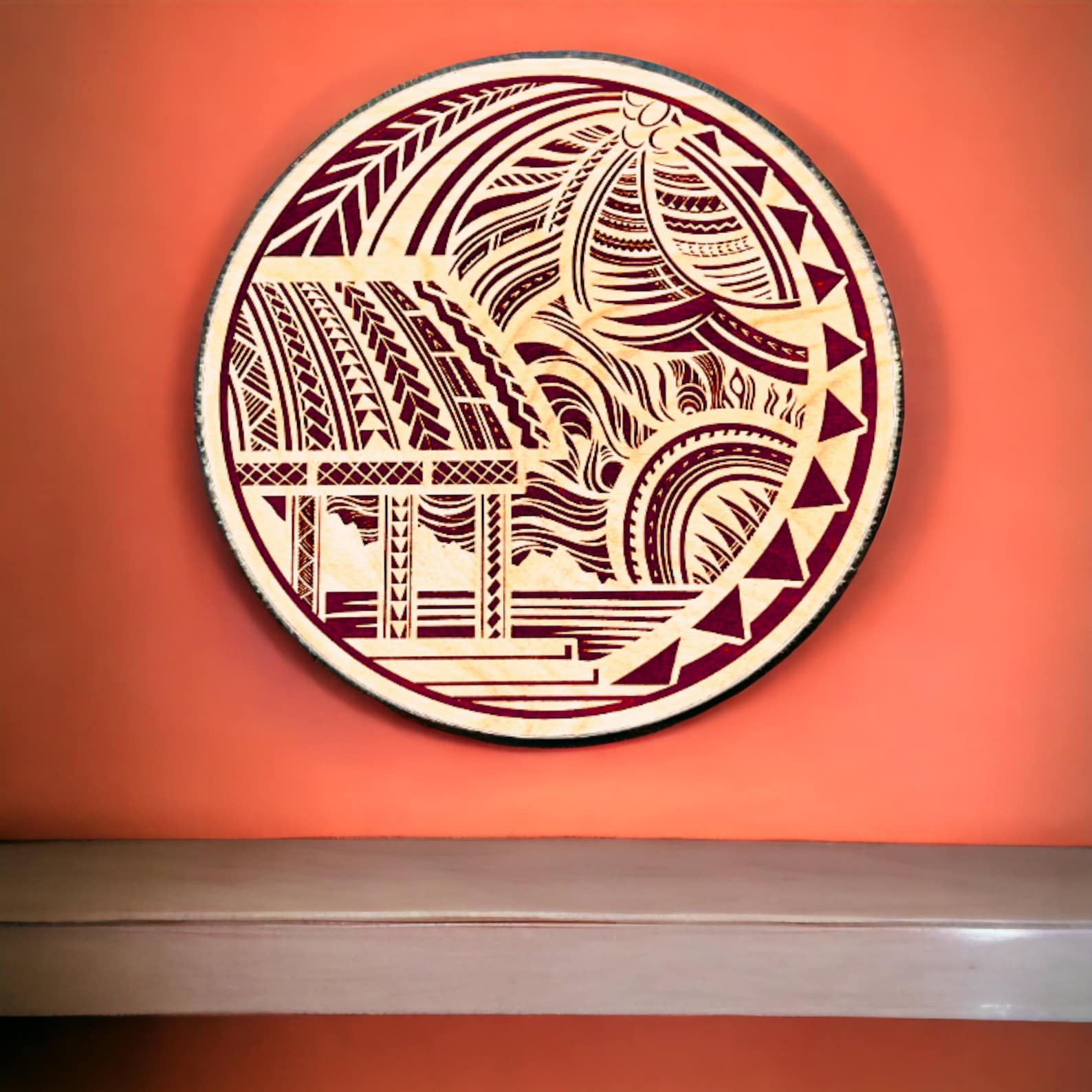 Laser-engraved Fale Samoa Wall Art – Polynesian Home Decor ...