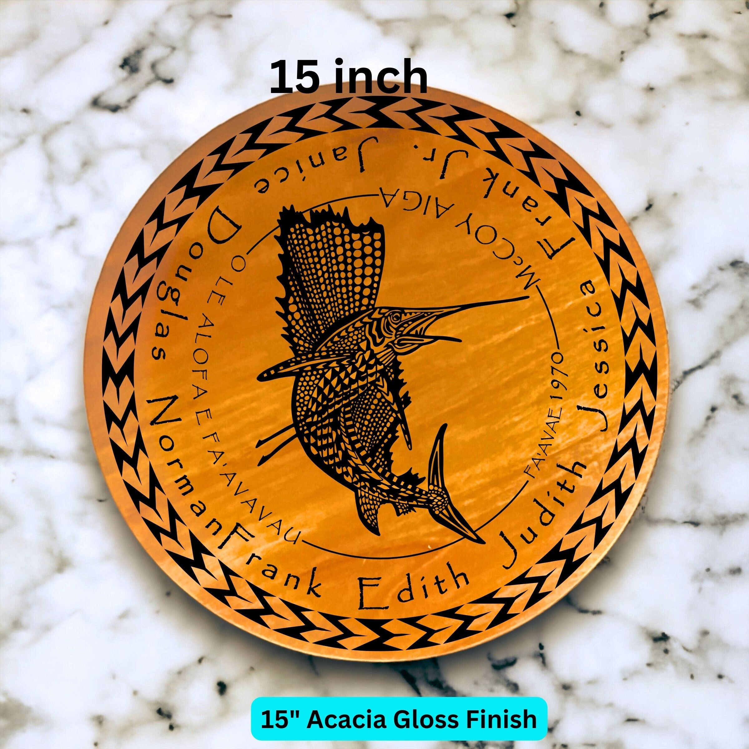 Personalized Family Names Acacia Wood Lazy Susan Turntable 15 & 18 ...