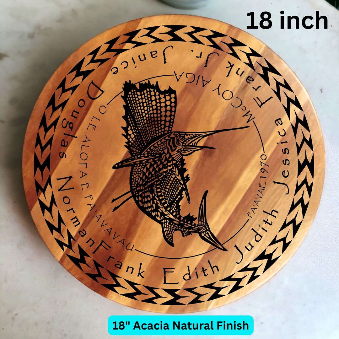 Personalized Family Names Acacia Wood Lazy Susan Turntable 15 & 18 ...