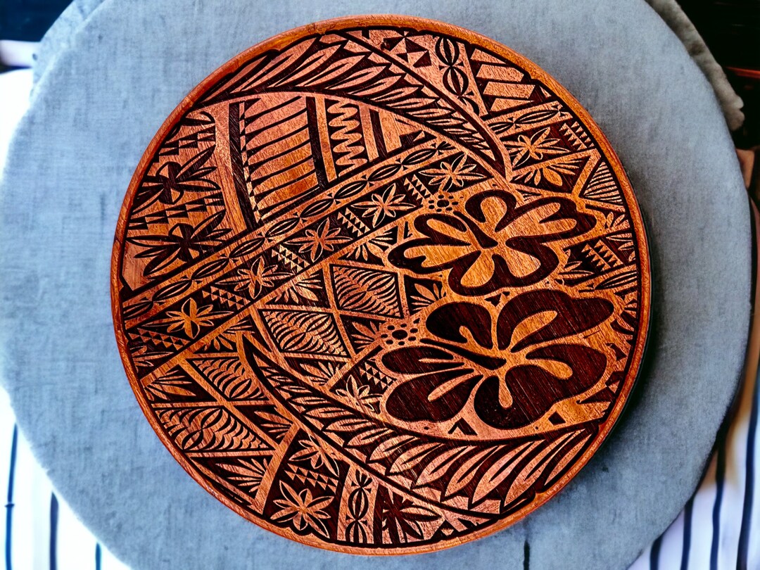 Hibiscus 'auke Samoa & Polynesian Design Round Tray - Etsy