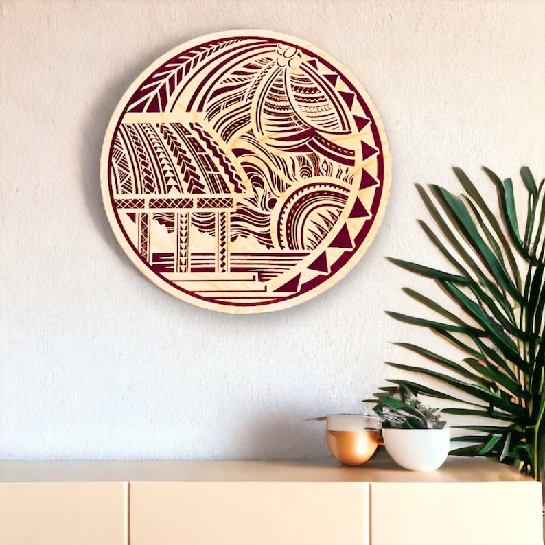 Traditional Fale Samoa Laser-engraved Wall Art - Polynesian Island ...