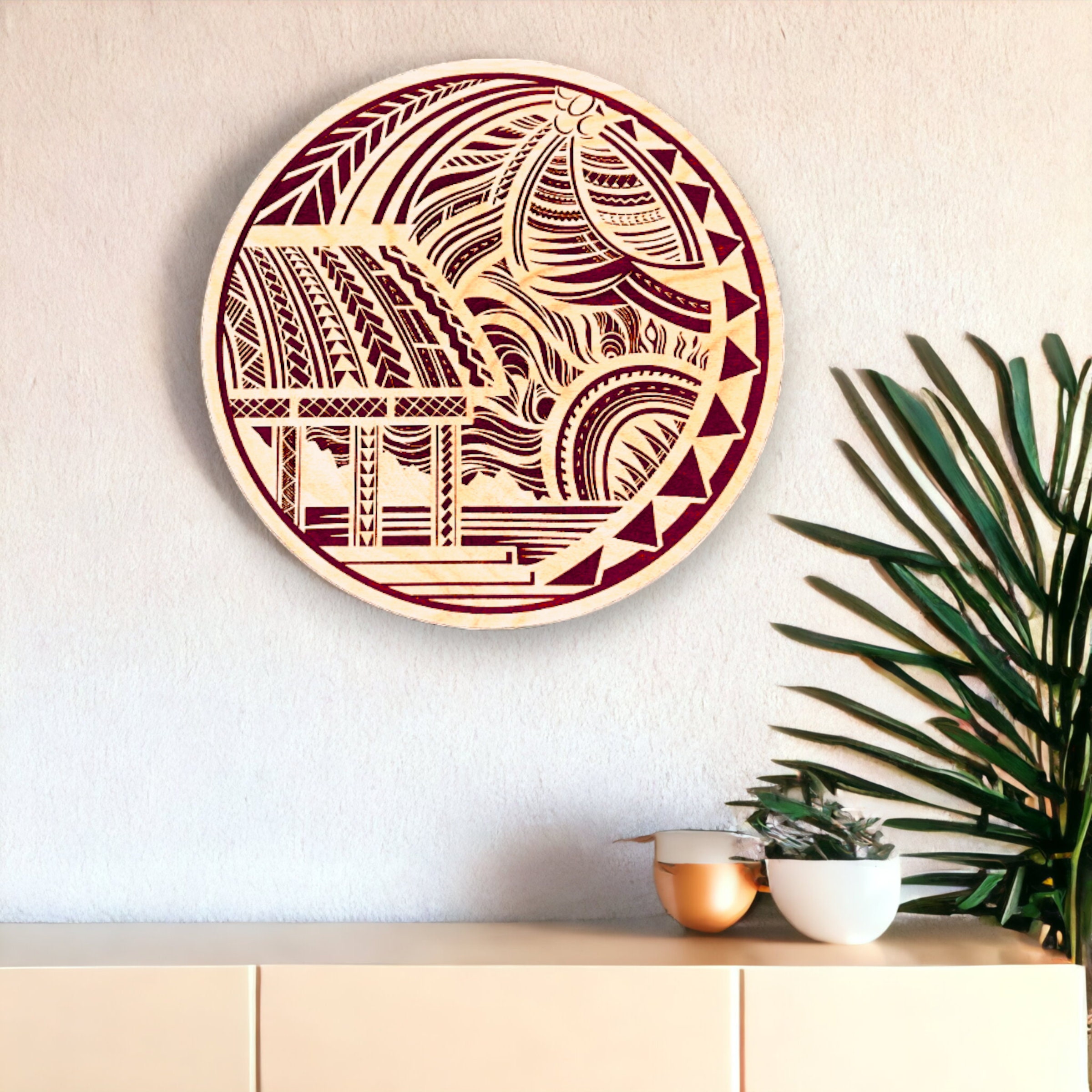 Laser-engraved Fale Samoa Wall Art – Polynesian Home Decor ...