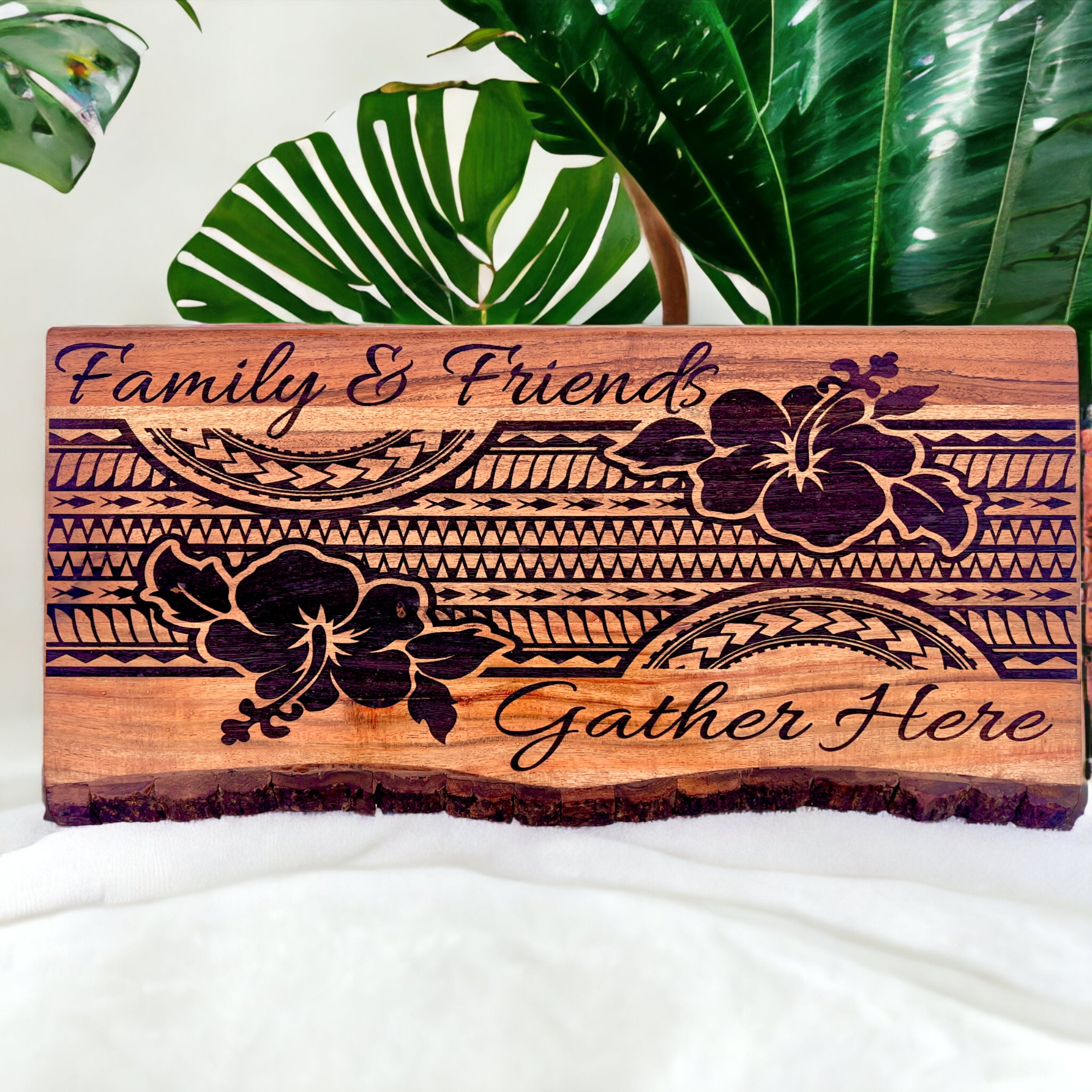 Auke Samoa Hibiscus Tribal Pattern Engraved Wood Stand - Etsy