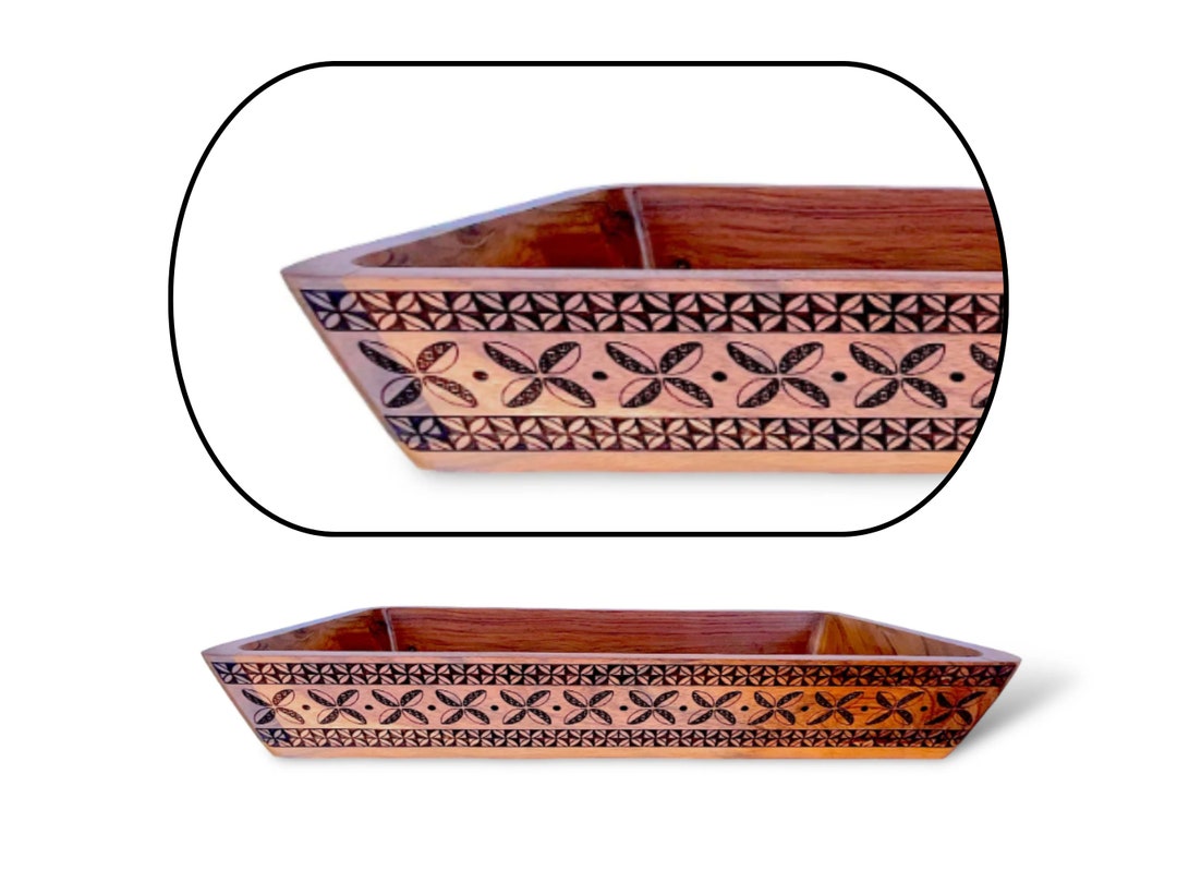 Siapo Tapa Kapa Art Engraved wooden Bowl Solid Acacia Wood - Etsy