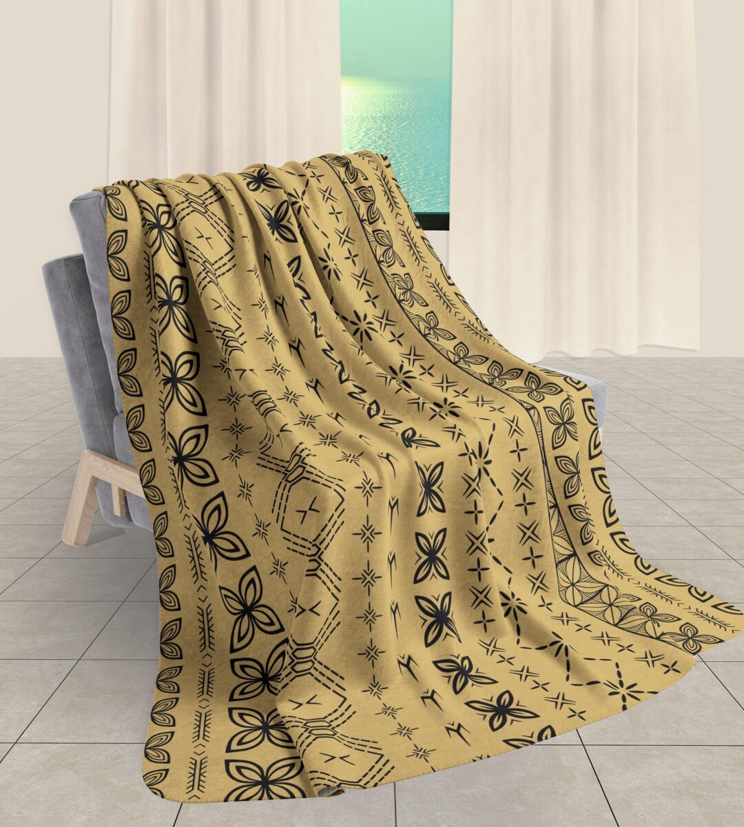 Shark Moon Samoan Malu (women's Tattoo) Motif Sumptuous Fleece Sherpa ...