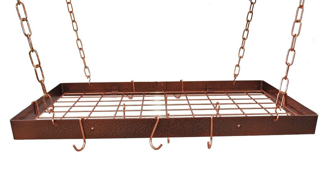 Rogar Gourmet Rectangle Pot Rack Hammered Copper / Copper - Etsy