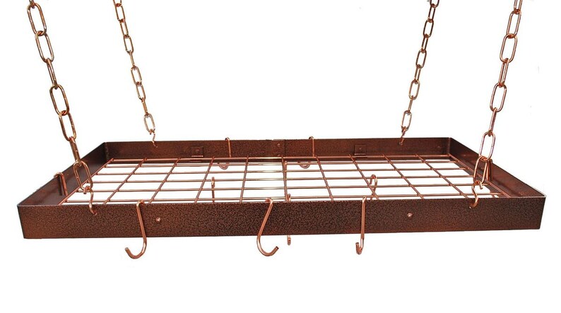 Rogar Gourmet Rectangle Pot Rack Hammered Copper / Copper - Etsy