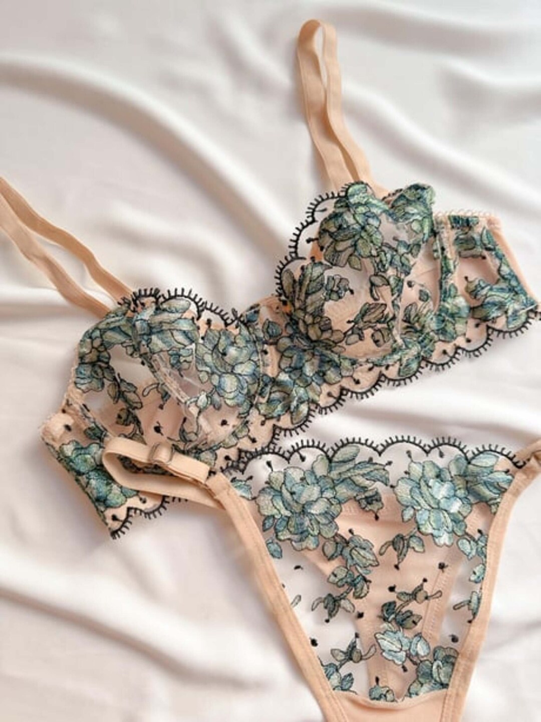 Ariel Beige Balenli Bra Set - Etsy