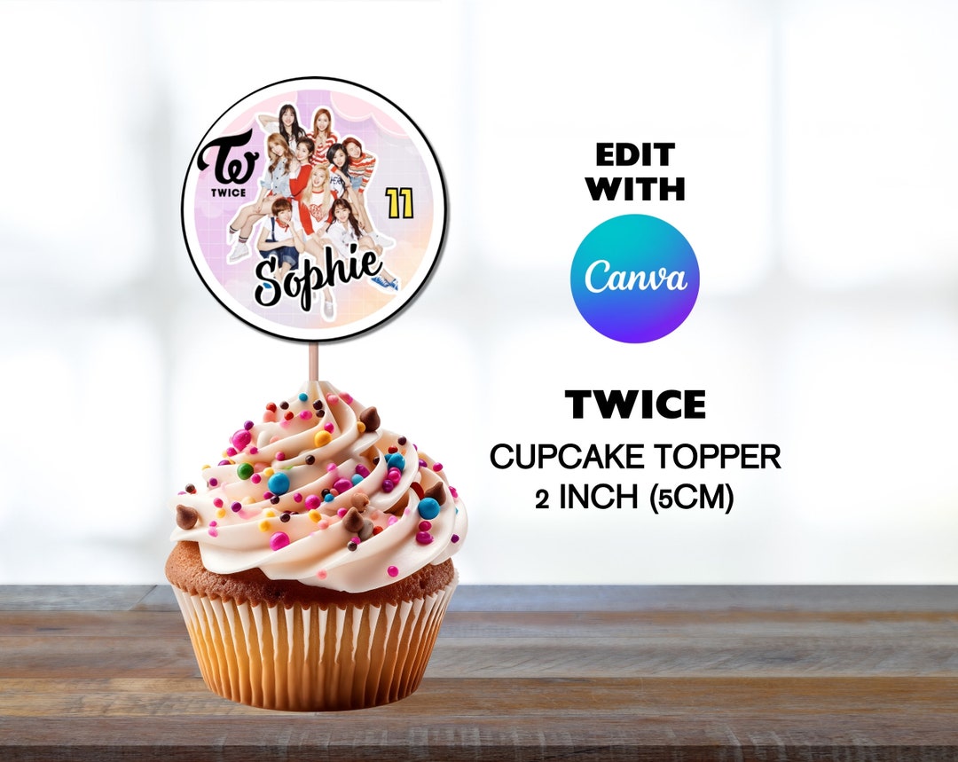 Twice Cupcake Topper, Editable Twice Label, Circle Toppers Label, Kpop ...