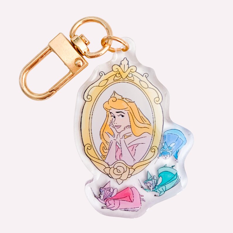 Sleeping Beauty Keychain, Sleeping Beauty Bag Charm, Aurora Bag Charm ...