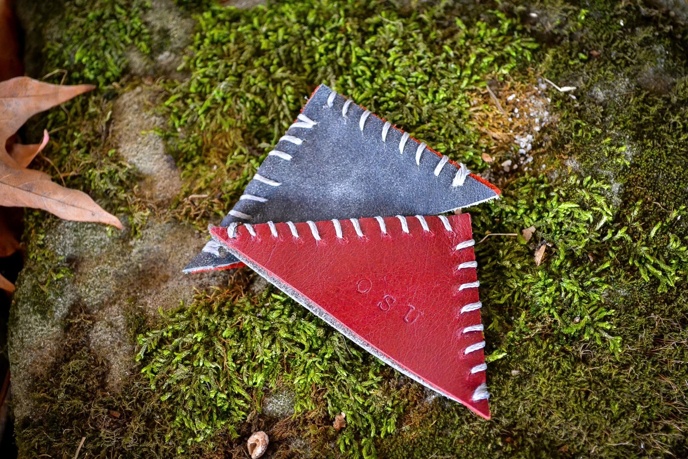 Genuine Leather Ohio State Scarlet and Gray Corner Bookmark - Etsy