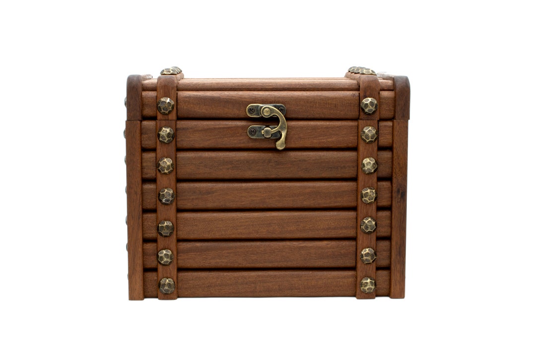Ipe Wood Treasure Chest, 7.5L X 4.5W X 6.25H Inches, Antique Brass ...