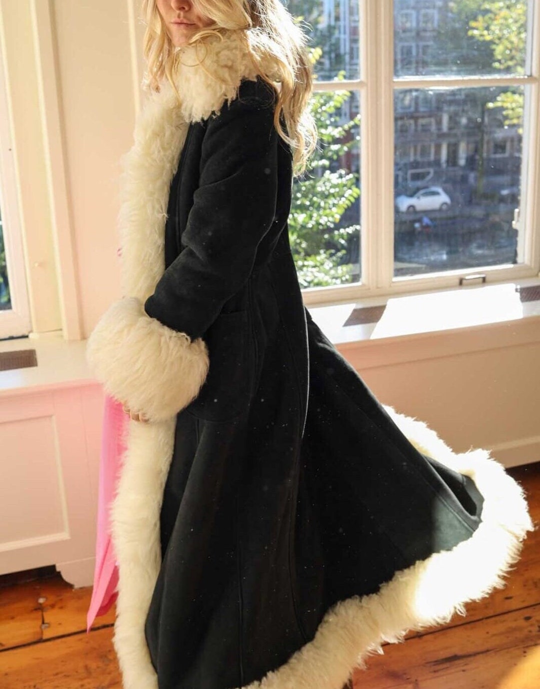 Penny Lane Coat Women Fur Coat Long Shearling Coat Black 90s Vintage ...