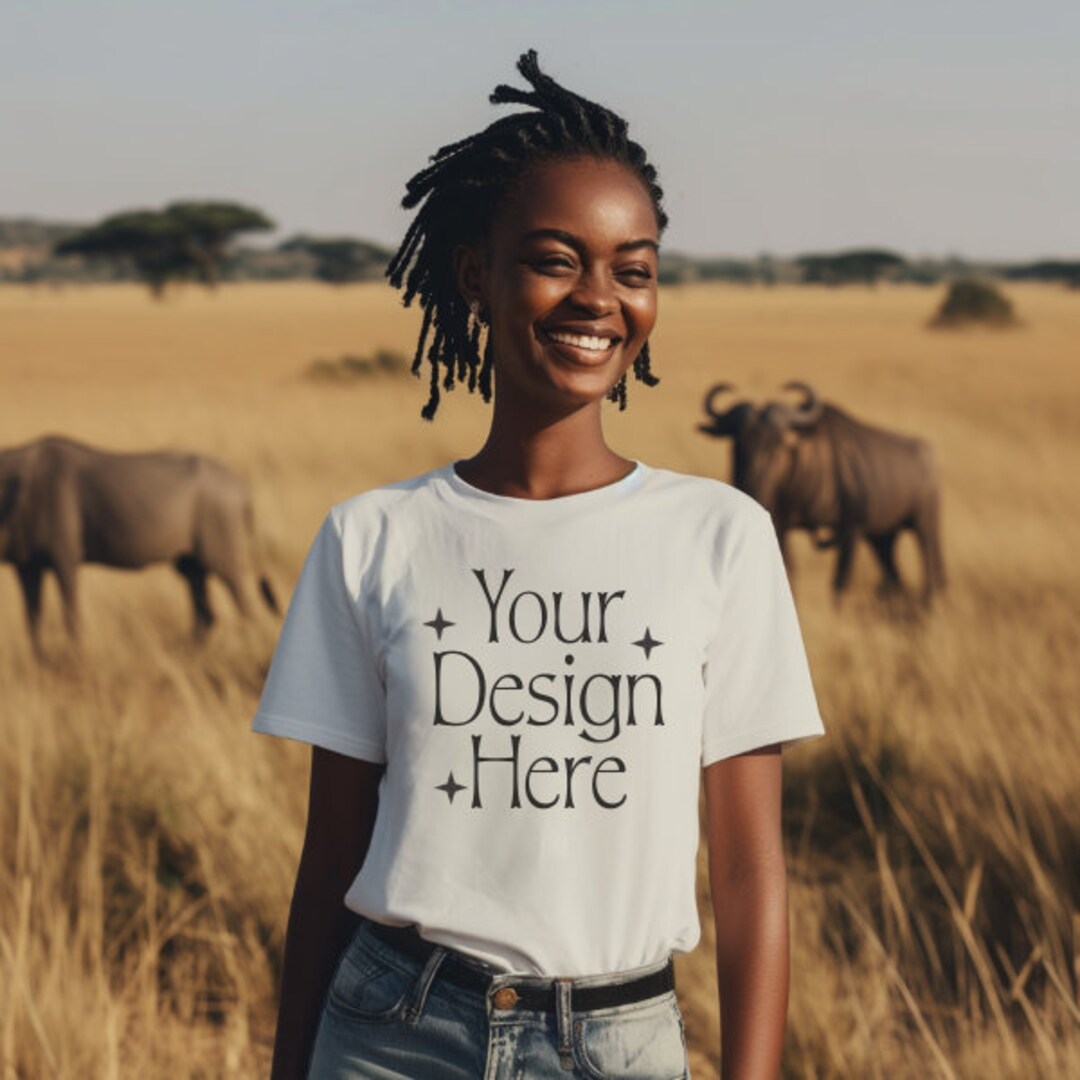 Bellacanvas 3001 Mockup, African Safari Mockup, African Mockup, Female ...