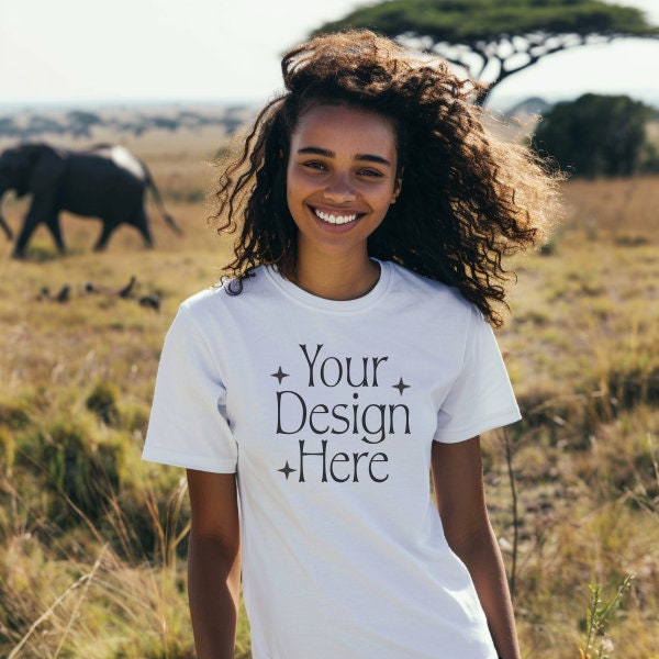 African Safari Mockup, African Mockup, Female T-shirt Mockup, Animal ...