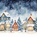 9 Christmas Card Clipart, Winter Houses Card, Printable Watercolor ...