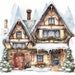 9 Christmas Card Clipart, Winter Houses Card, Printable Watercolor ...