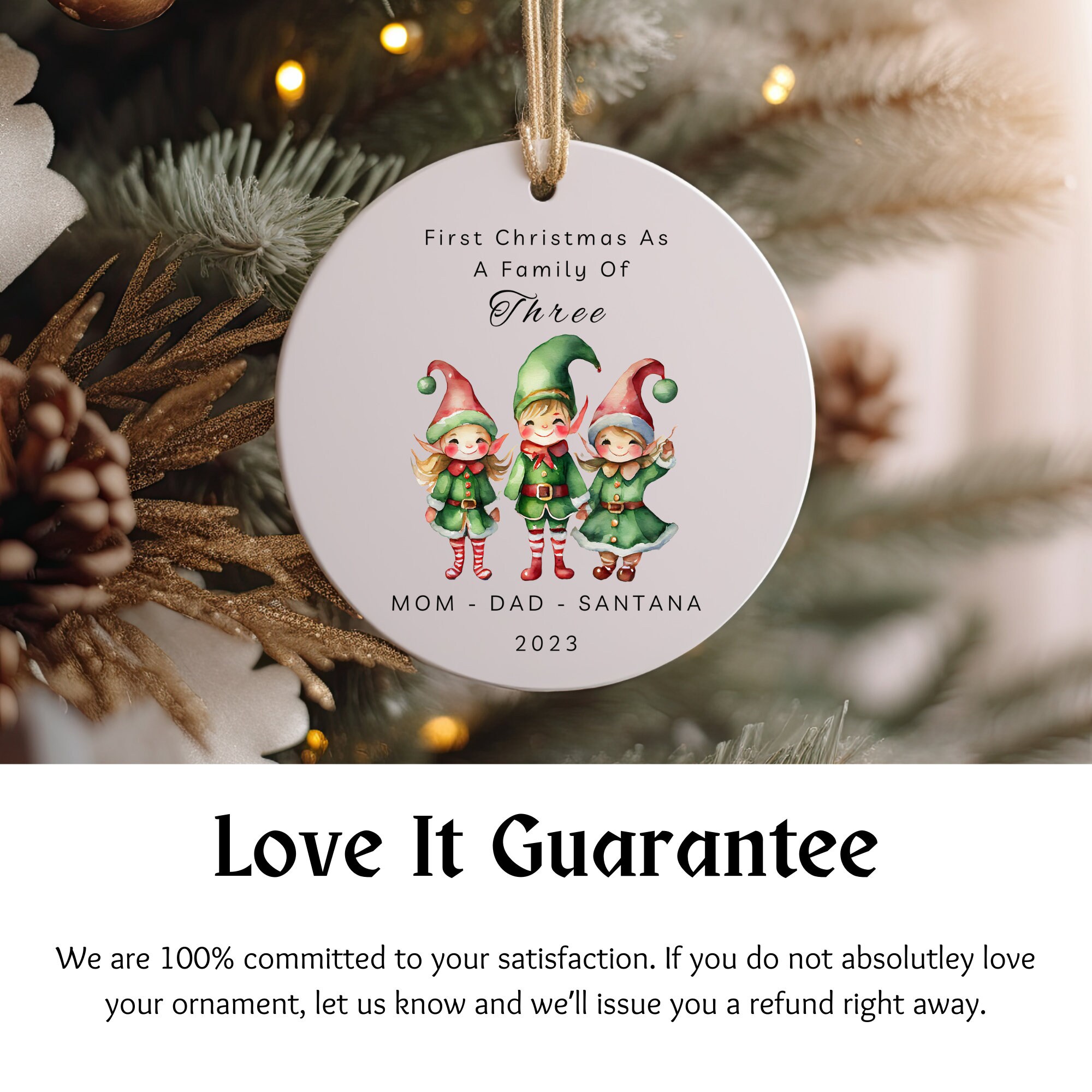 Personalized Family Ornament First Christmas Family of Three Ornament ...