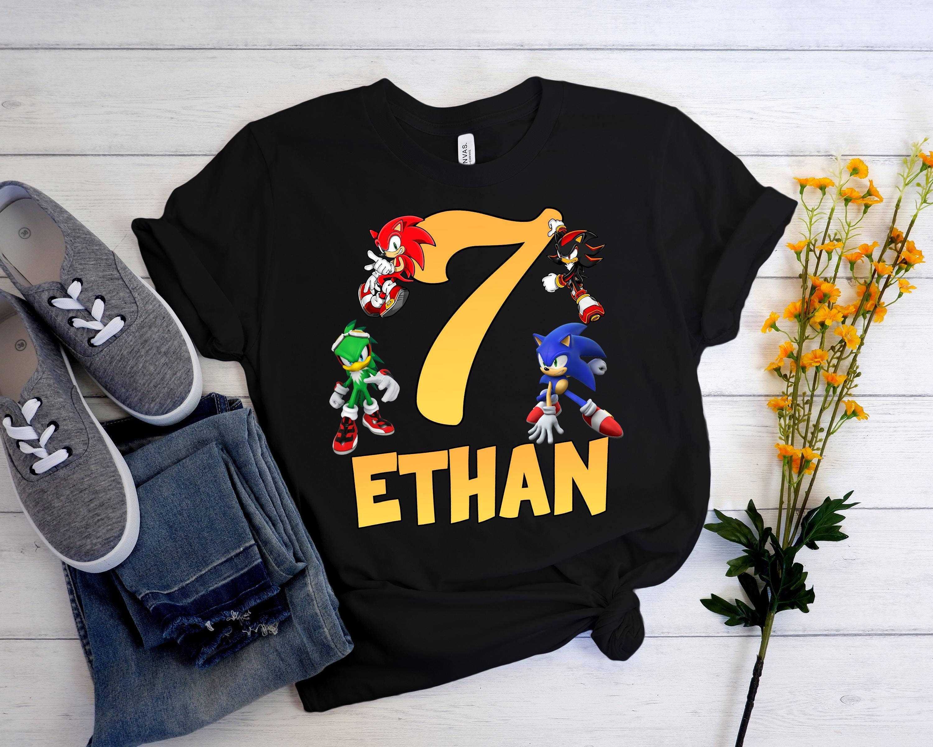 Sonic Birthday Shirt, Sonic the Hedgehog Birthday T-shirt, Custom Sonic ...