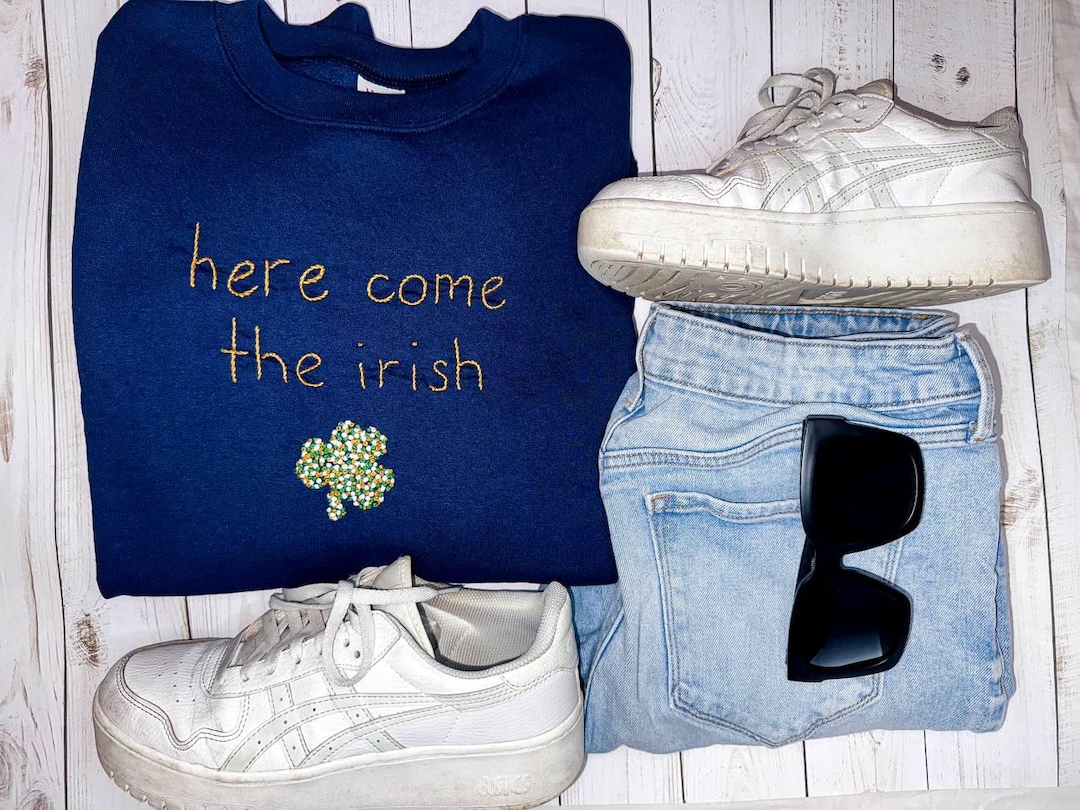 Notre Dame - Here Come the Irish Hand Embroidered Sweatshirt - Etsy